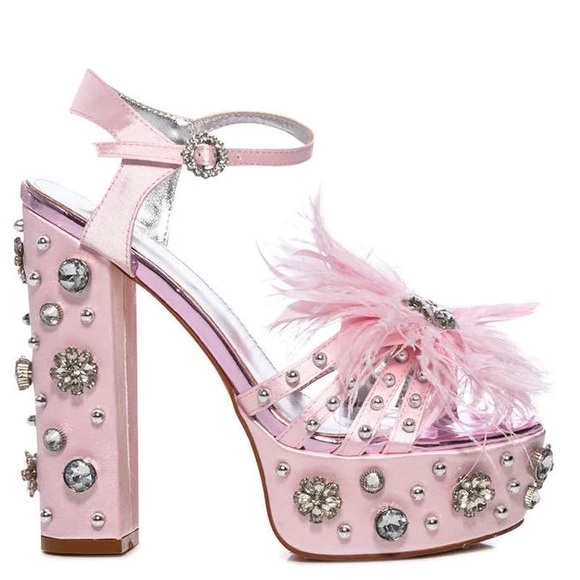 Nu Shuz Key West | Shoes | Azalea Wang Kiki Pink Feather Crystal Embellished Barbie Platform ...